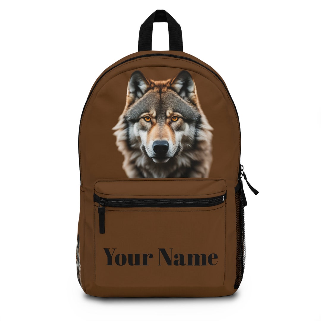 Customizable Brown Wolf Backpack - Etsy