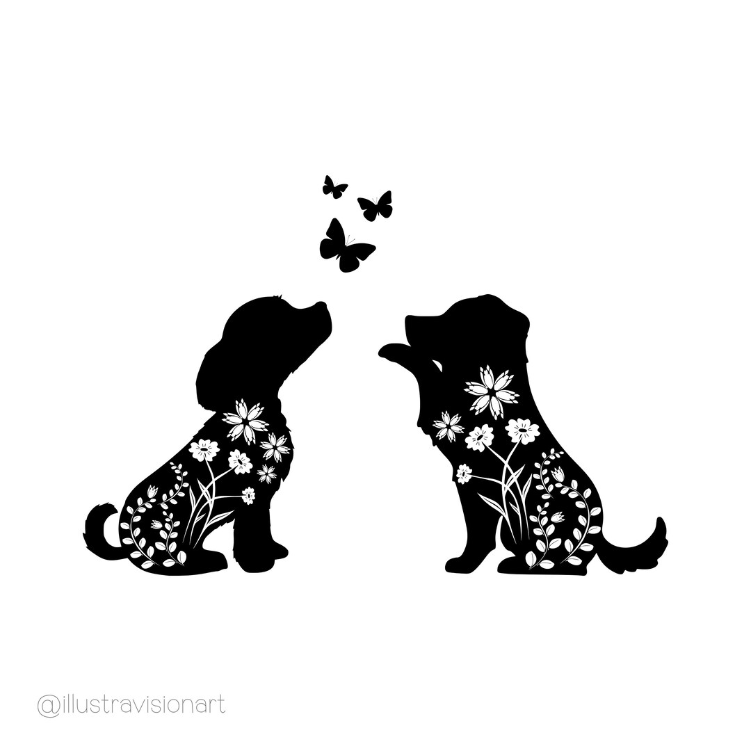 Floral Dog SVG, Dog SVG, Flowers Svg, Dog Lover Svg, Floral Animal ...