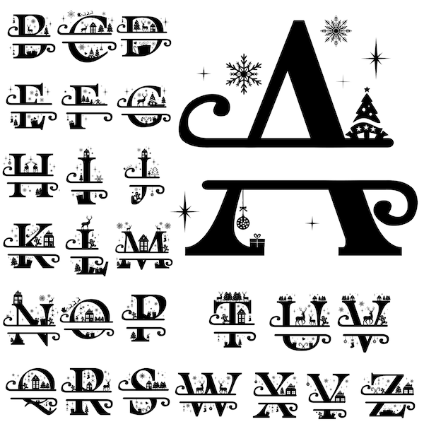 Christmas Monogram Svg - Etsy