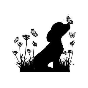 Spring Dog With Butterfly and Flowers DIGITAL DOWNLOAD Svg Png Dxf Eps ...