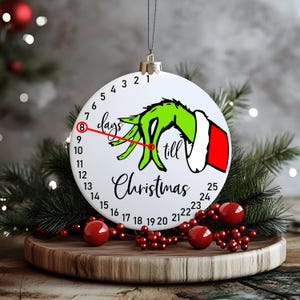 Grinch Countdown SVG, Grinch Hand Holding Ornament, Christmas Countdown SVG, Circuit Silhouette ...