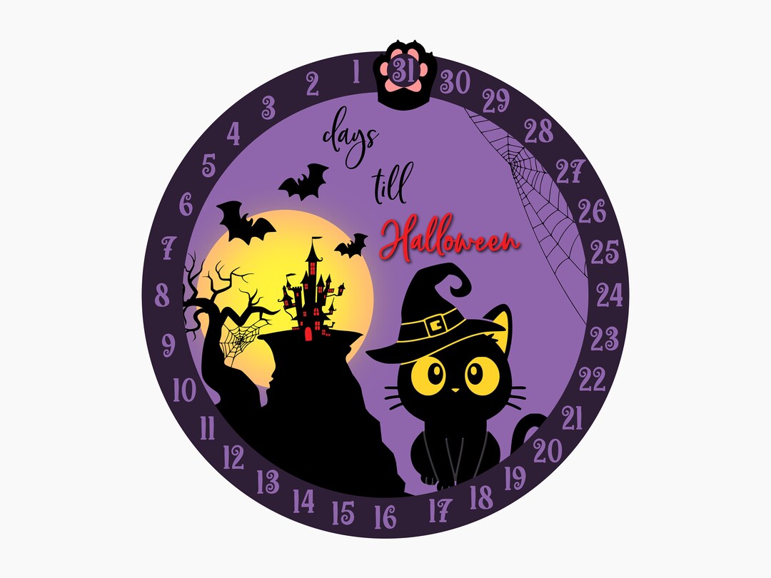 Halloween Countdown SVG, Black Cat SVG, Laser Cut Files, Days Until ...