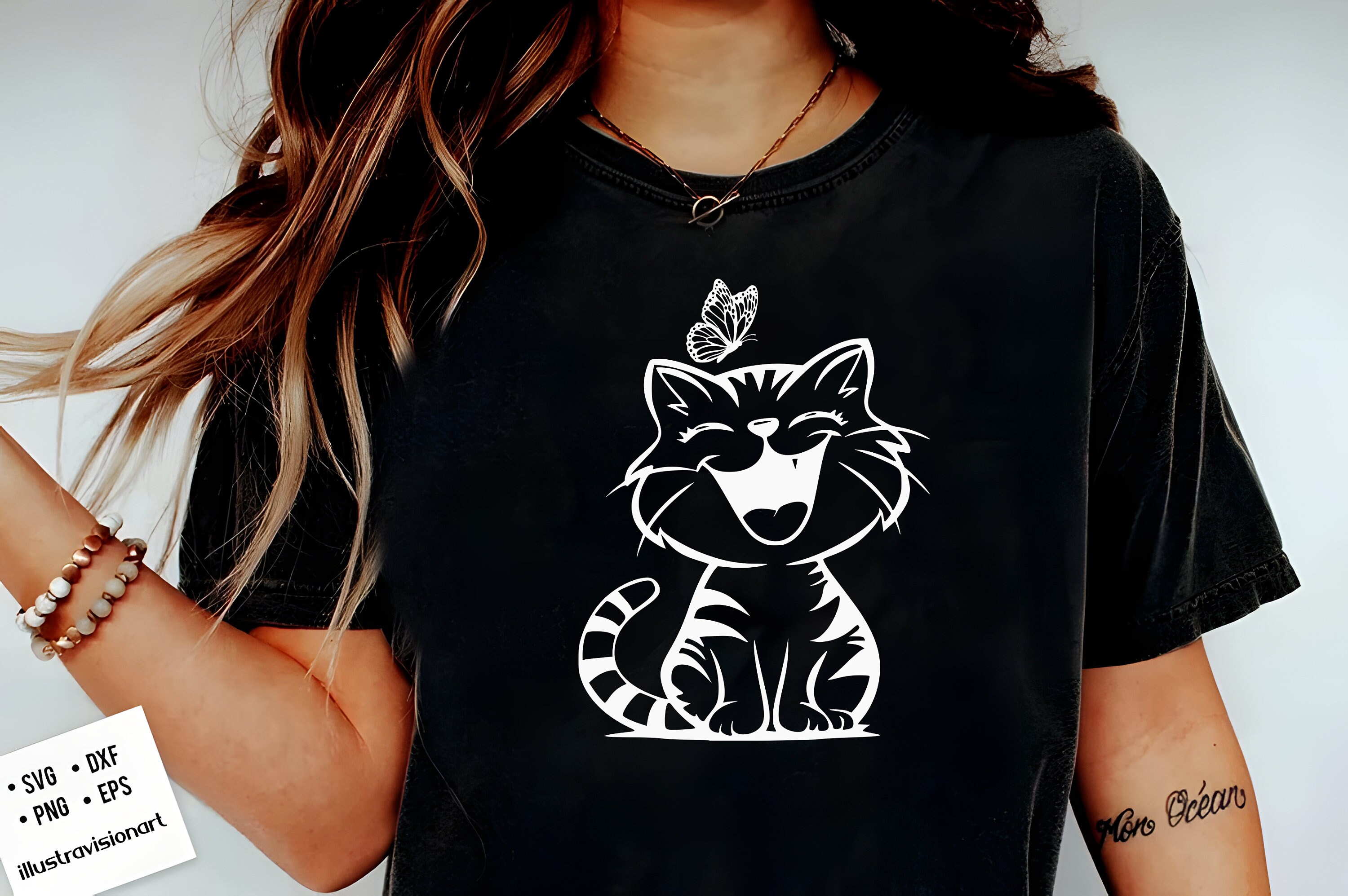 Cat With Butterfly SVG, Cat SVG Files, Kitten Playing SVG Cat and ...
