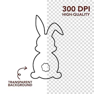 Easter Bunny Outline SVG Bundle, Bunny Silhouette Shape Set, Rabbit ...