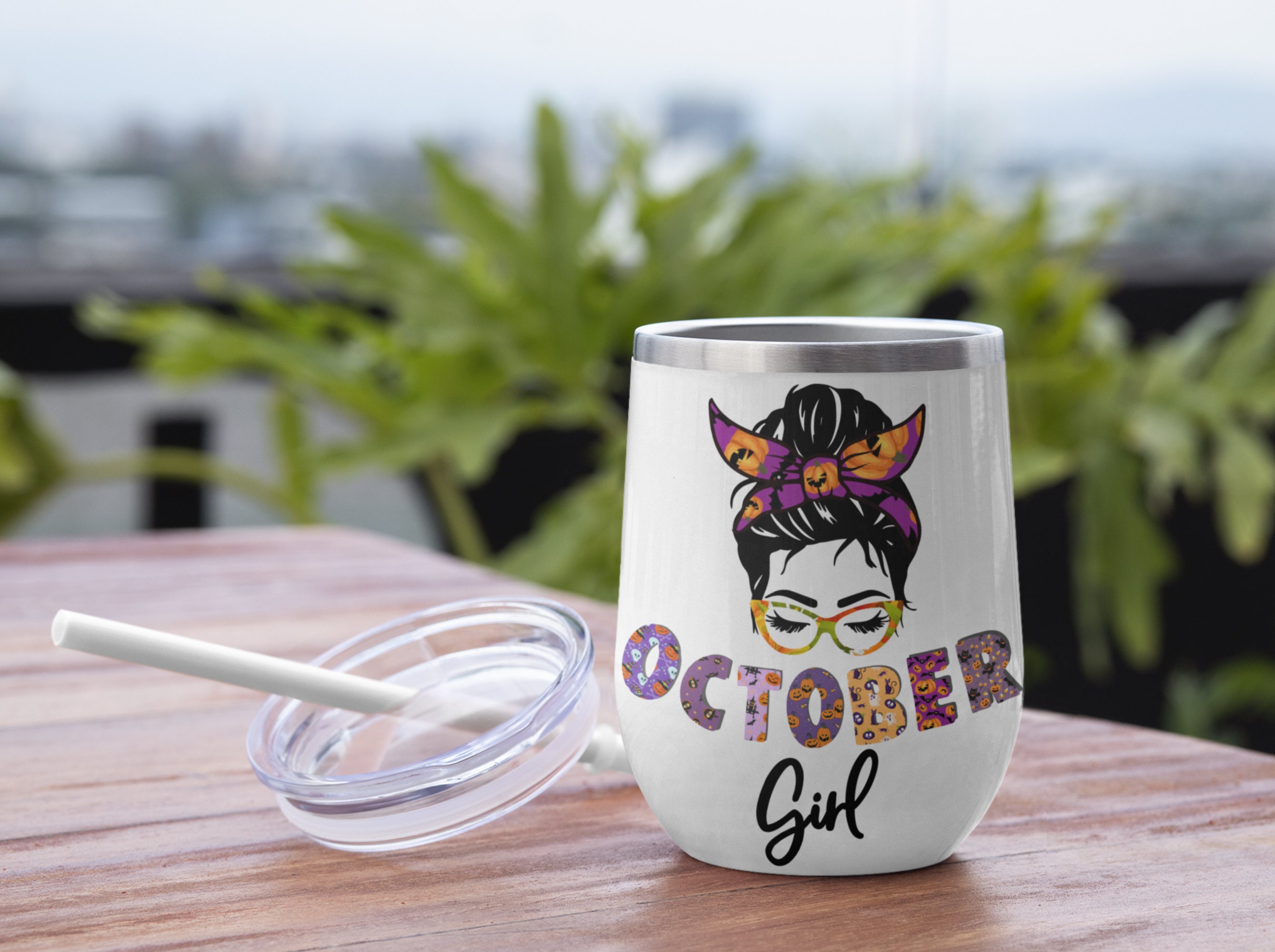 October Girl, Fall Sublimation, October, Autumn, Fall, Messy Bun, Messy ...