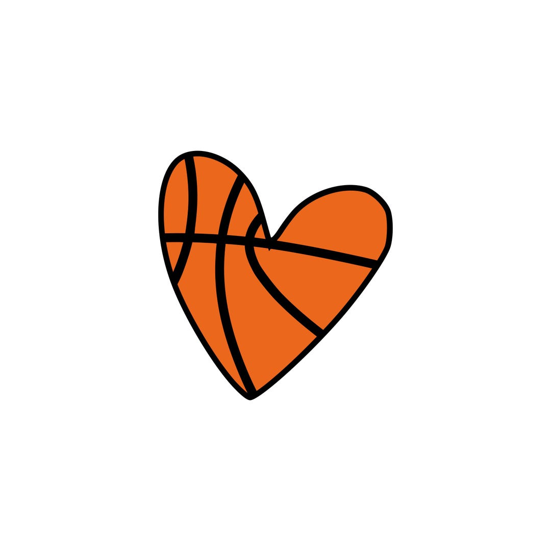 Basketball Heart SVG Files, Basketball Love Vector Files, Basketball ...