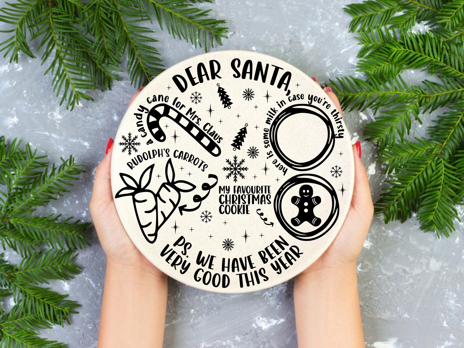 Dear Santa Tray Svg Bundle, Round Santa Tray SVG, Christmas Tray Svg ...