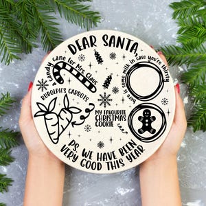 Dear Santa Tray Svg Bundle, Round Santa Tray SVG, Christmas Tray Svg ...