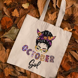October Girl, Fall Sublimation, October, Autumn, Fall, Messy Bun, Messy ...