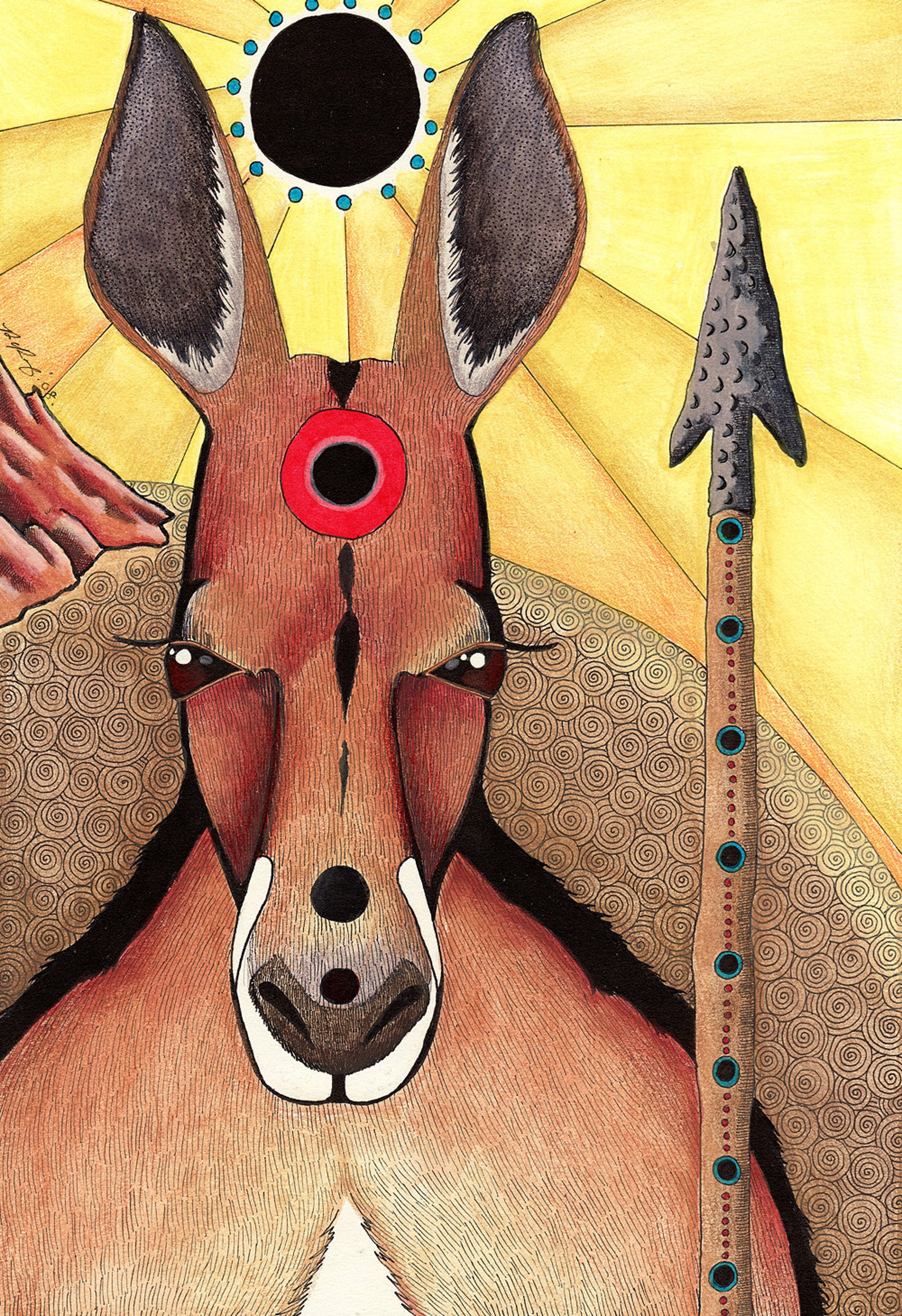 Red Kangaroo Warrior as Totem Original Art - Etsy