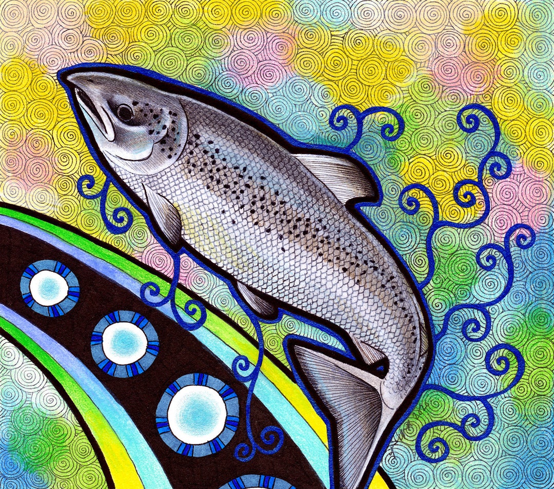 Atlantic Salmon of Knowledge as Animal Teacher - Original Art - Etsy
