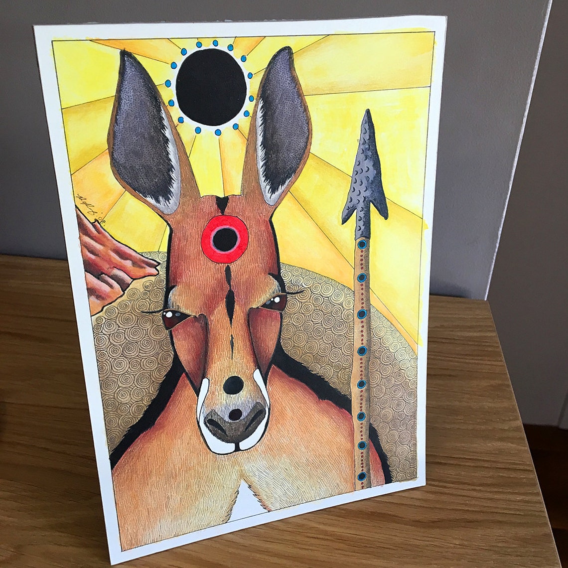 Red Kangaroo Warrior as Totem Original Art - Etsy