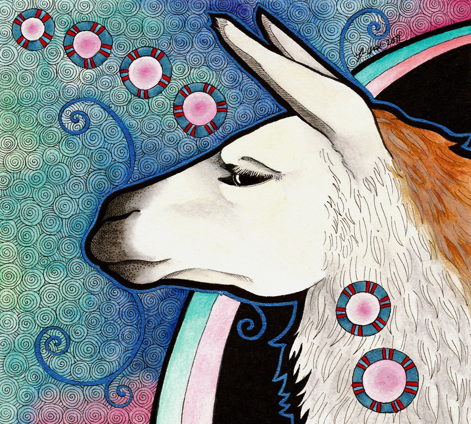 Original Art Llama as Totem - Etsy