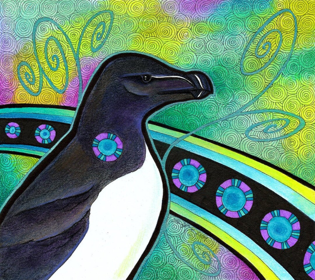 Razorbill as Totem - Original Art - Seabird, Orkney, Guide, Witch - Etsy