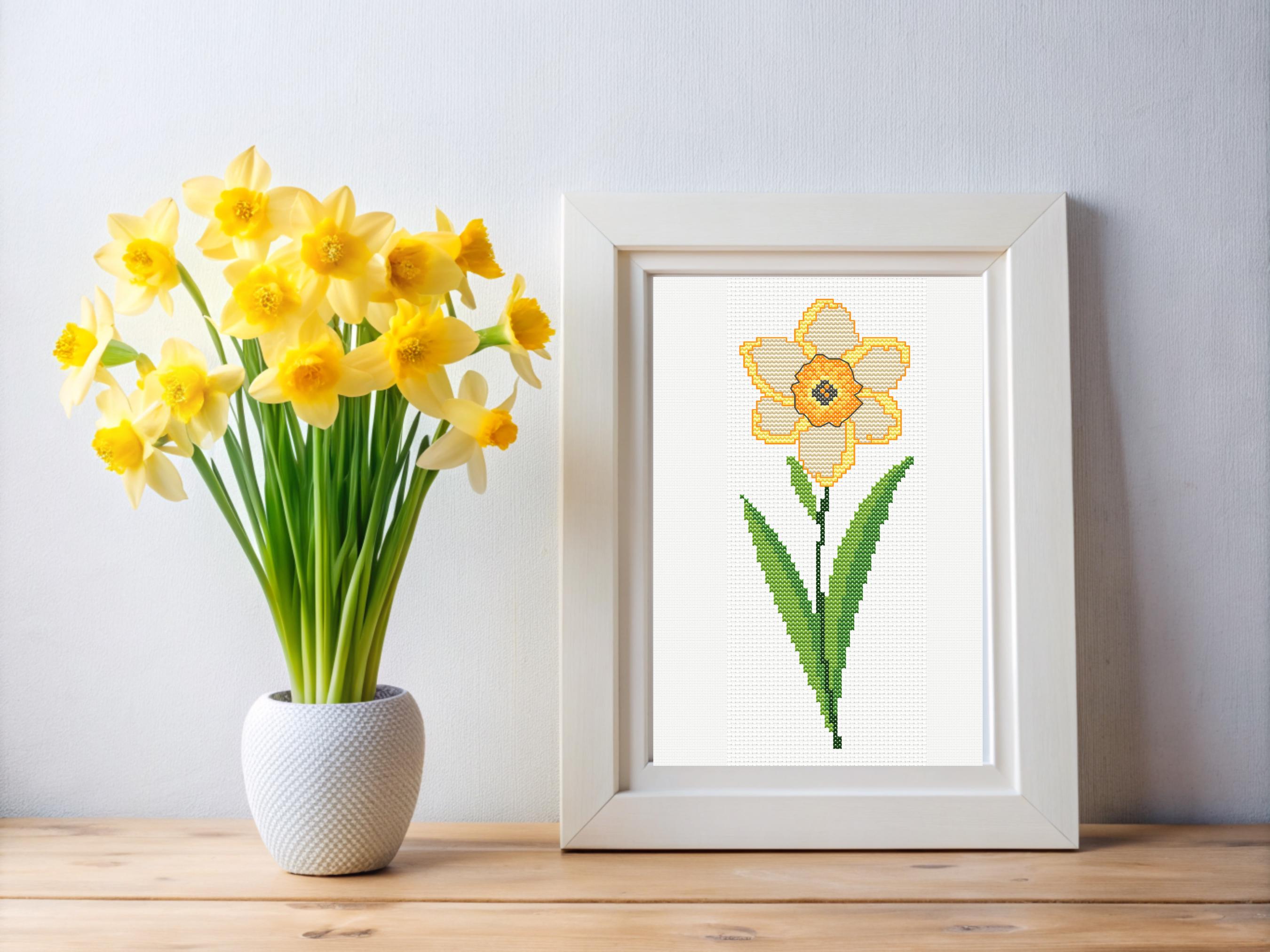 Narcissus Flower Cross Stitch Pattern, Daffodil Cross Stitch Chart ...