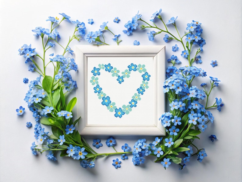 Forget Me Not Flower Cross Stitch Pattern,floral Wreath Cross Stitch ...