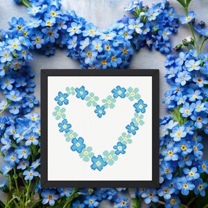 Forget Me Not Flower Cross Stitch Pattern,floral Wreath Cross Stitch ...
