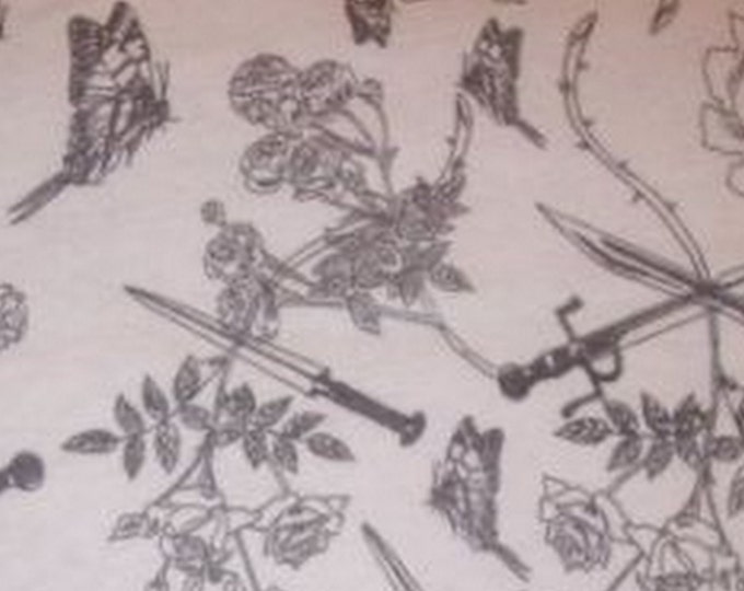 Unique Beautiful Toile Butterfly Rose Dagger Sword Fabric BTY - Etsy