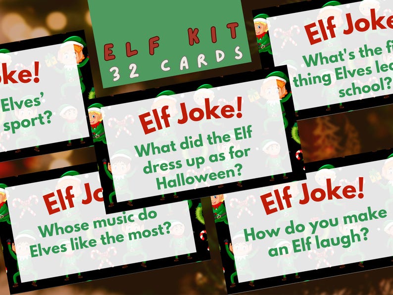 Elf Themed Riddles and Jokes Cards Digital Download 32 Printable ...
