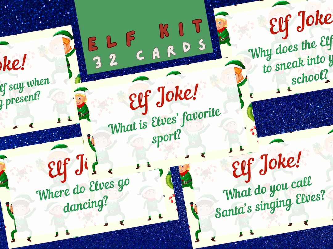 Elf Themed Riddles and Jokes Cards Digital Download 32 Printable ...