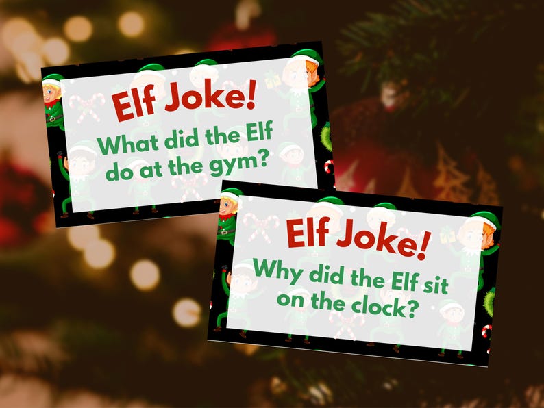 Elf Themed Riddles and Jokes Cards Digital Download 32 Printable ...
