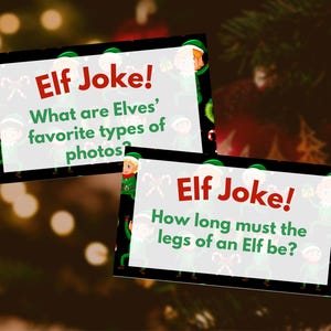 Elf Themed Riddles and Jokes Cards Digital Download 32 Printable ...