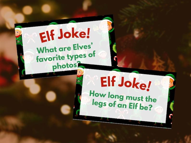 Elf Themed Riddles and Jokes Cards Digital Download 32 Printable ...