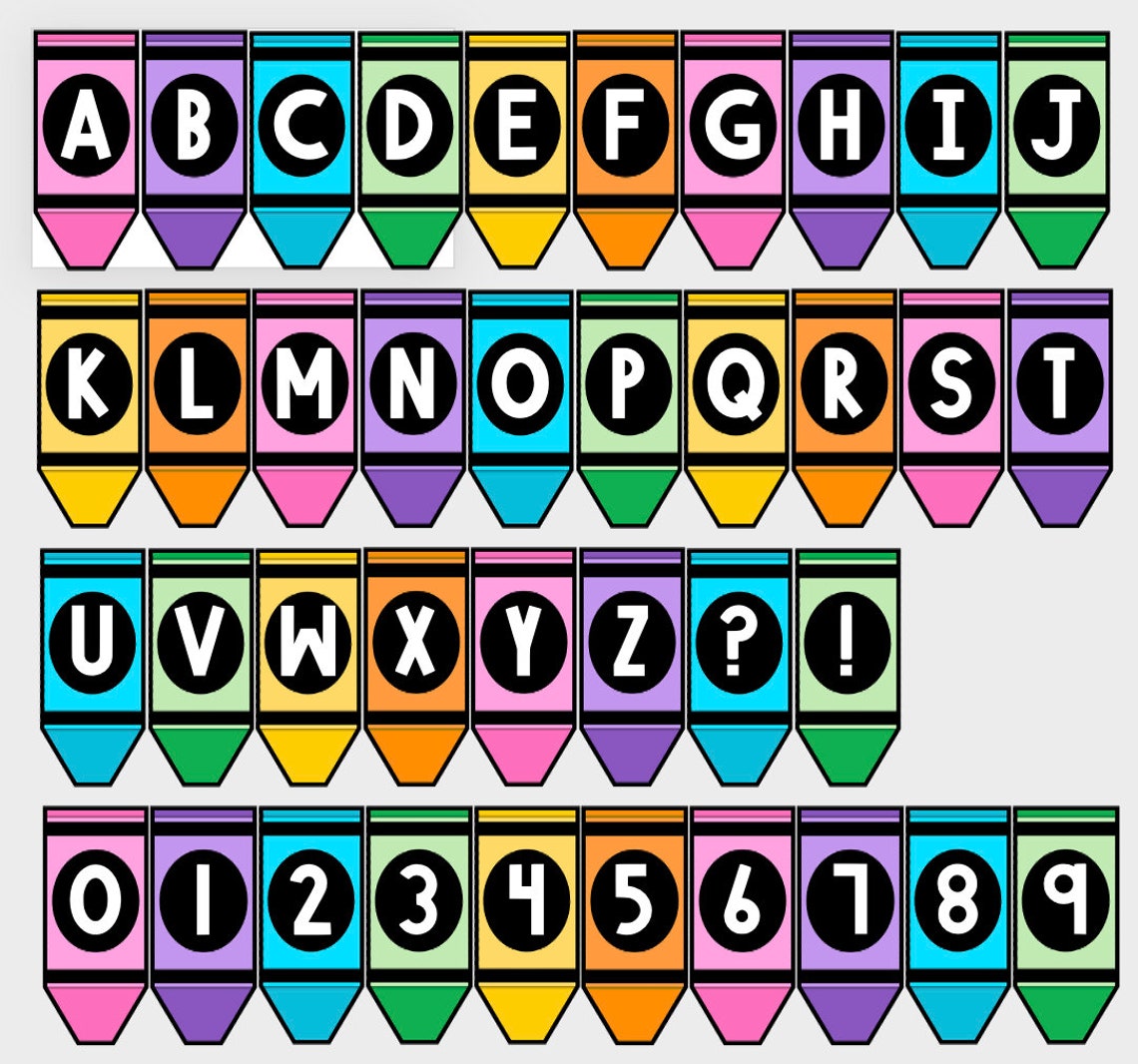 Rainbow Crayon Letter and Number Tiles | Back to School Clipart ...