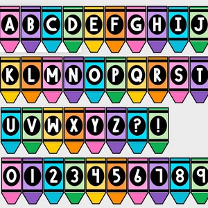 Rainbow Crayon Letter and Number Tiles | Back to School Clipart ...