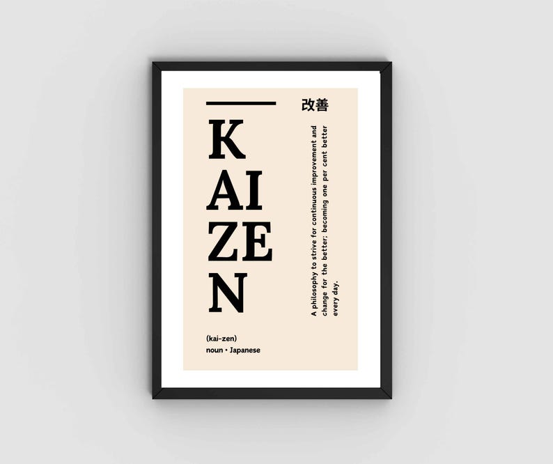 Ikigai Kaizen Kintsugi Oubaitori Definition Poster, Set of 4, Japanese ...