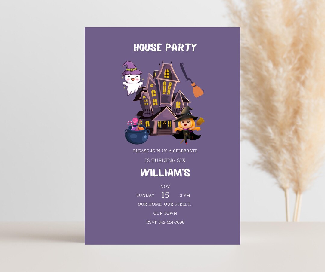 House Party Theme Birthday Invitation, Printed and Digital Card, Custom ...