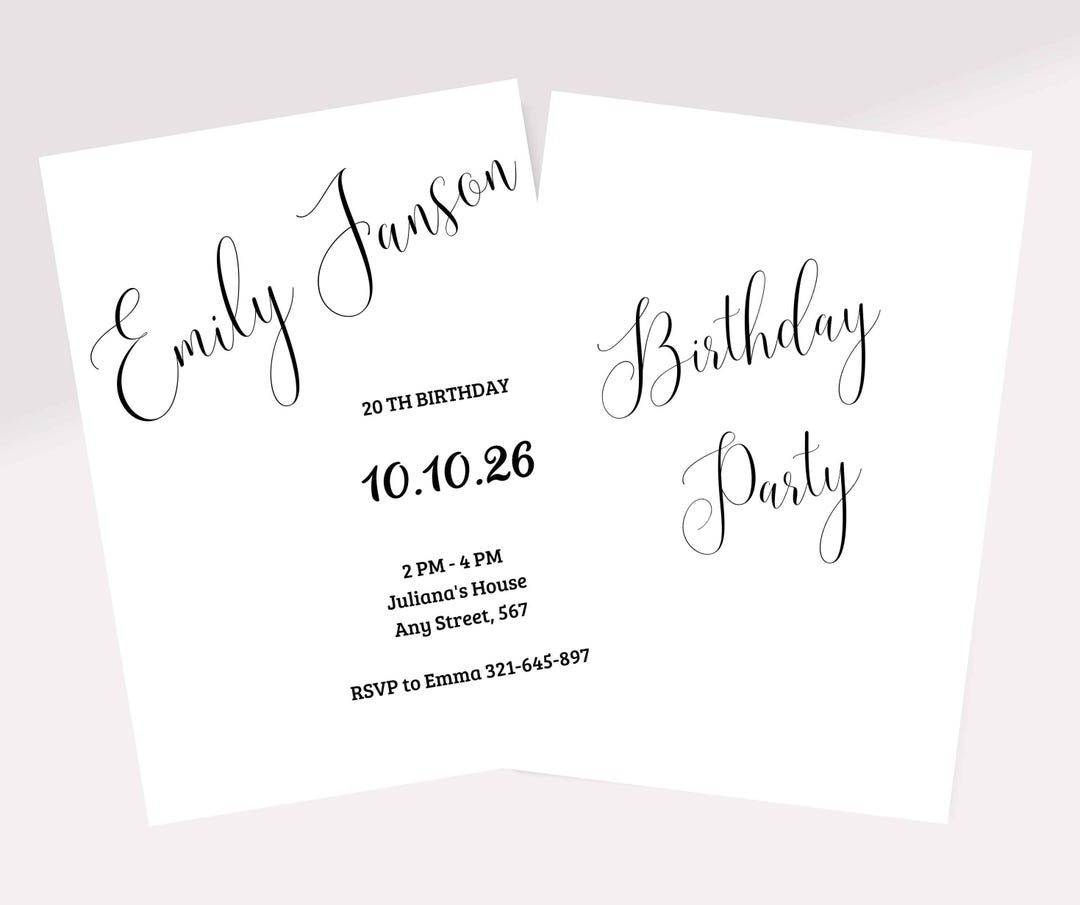 Simple Party Invitation, Simple Theme, Minimalist Birthday Party ...
