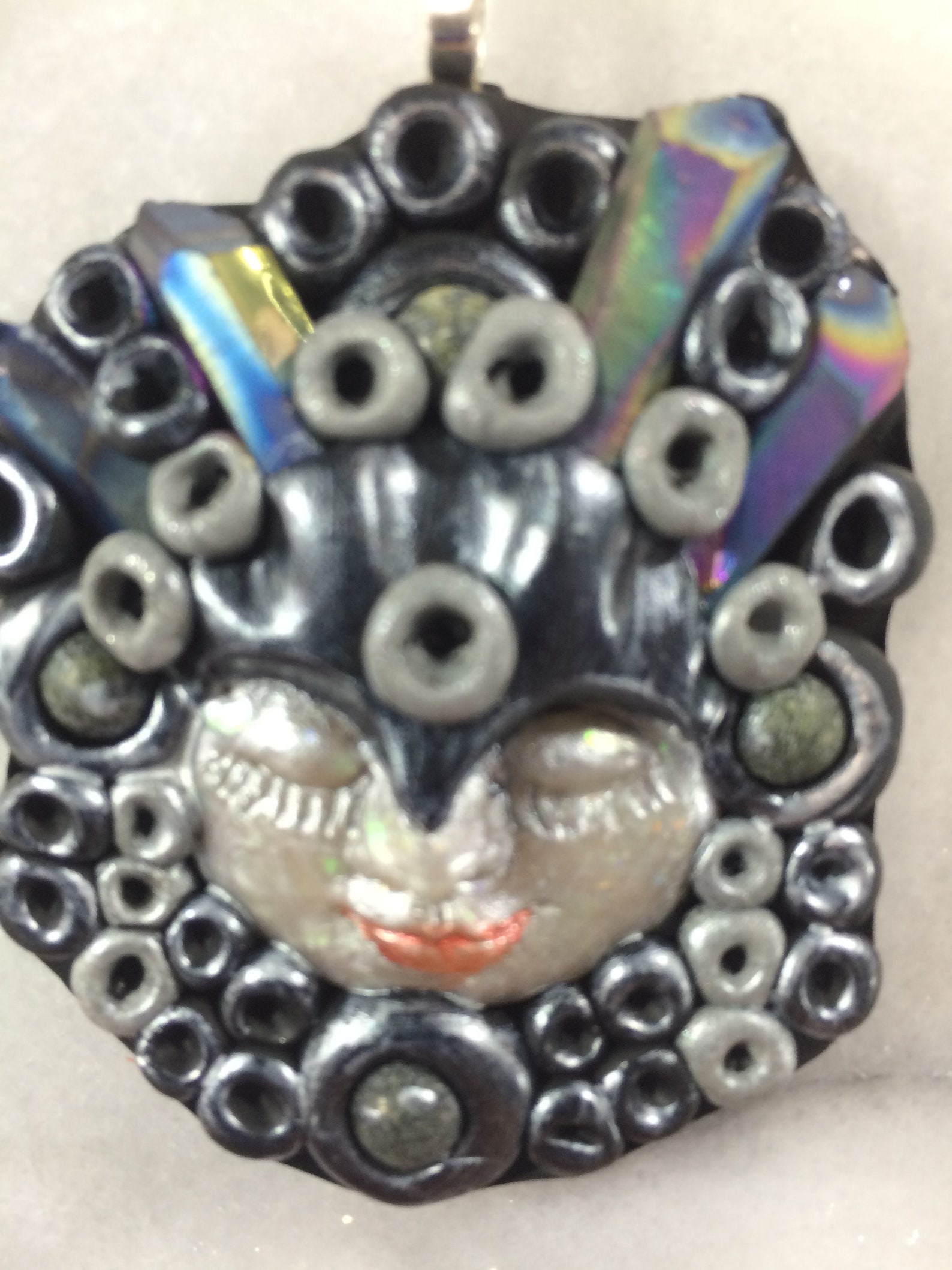 Black, Gray Gothic Goddess Pendant / Medallion / Talisman With Four ...