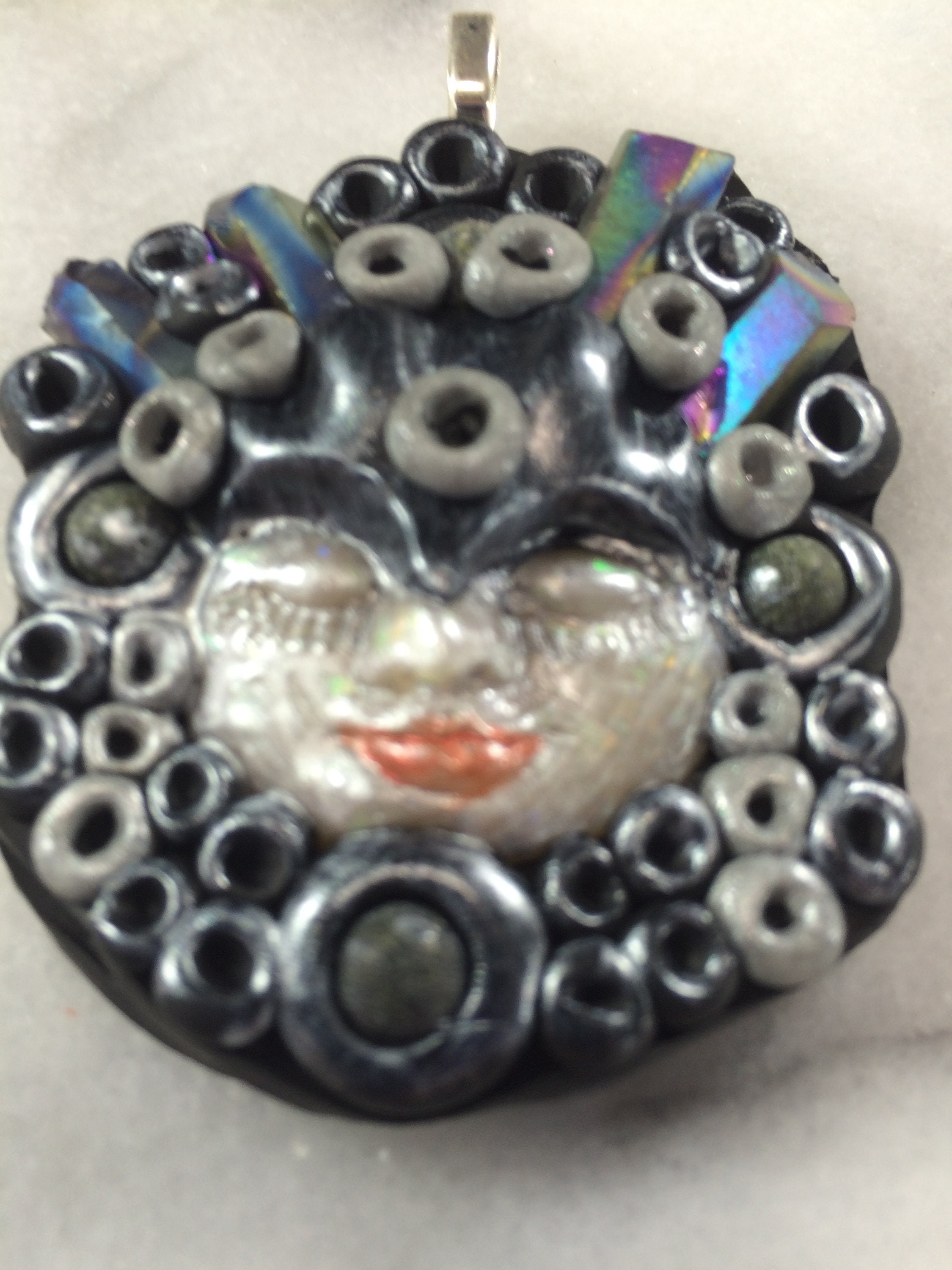 Black, Gray Gothic Goddess Pendant / Medallion / Talisman With Four ...