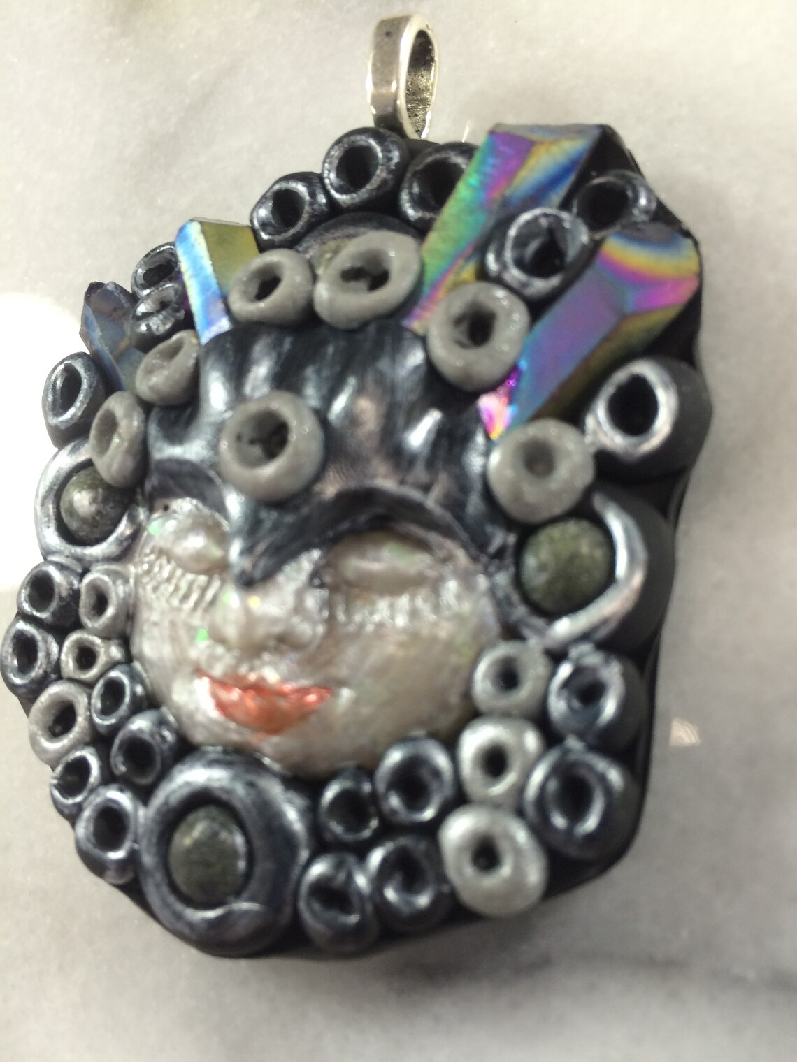 Black, Gray Gothic Goddess Pendant / Medallion / Talisman With Four ...