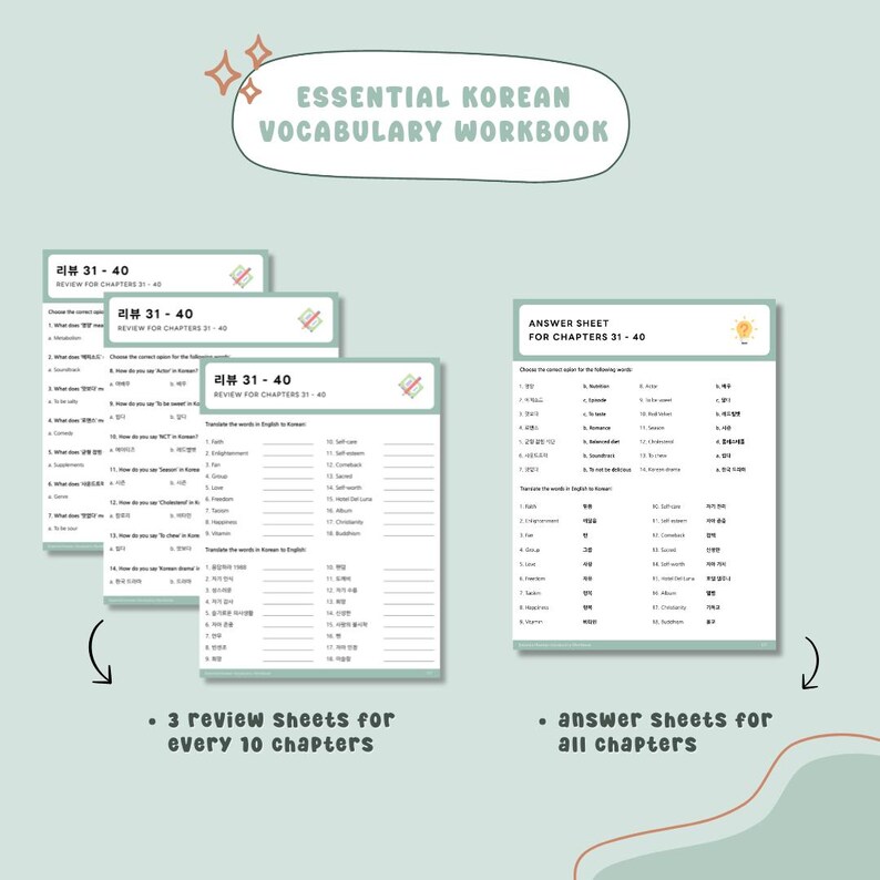 Essential Korean Vocabulary - Workbook 2 - Etsy