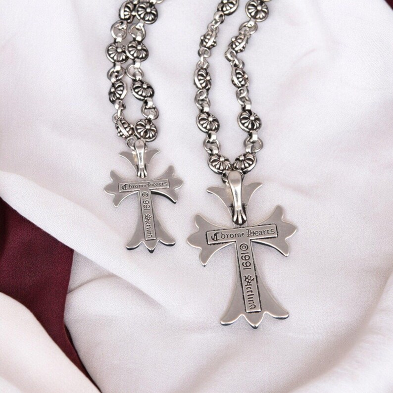 Y2K Cross Chain Necklace Punk Style Stainless Steel Pendant Trendy Ch ...