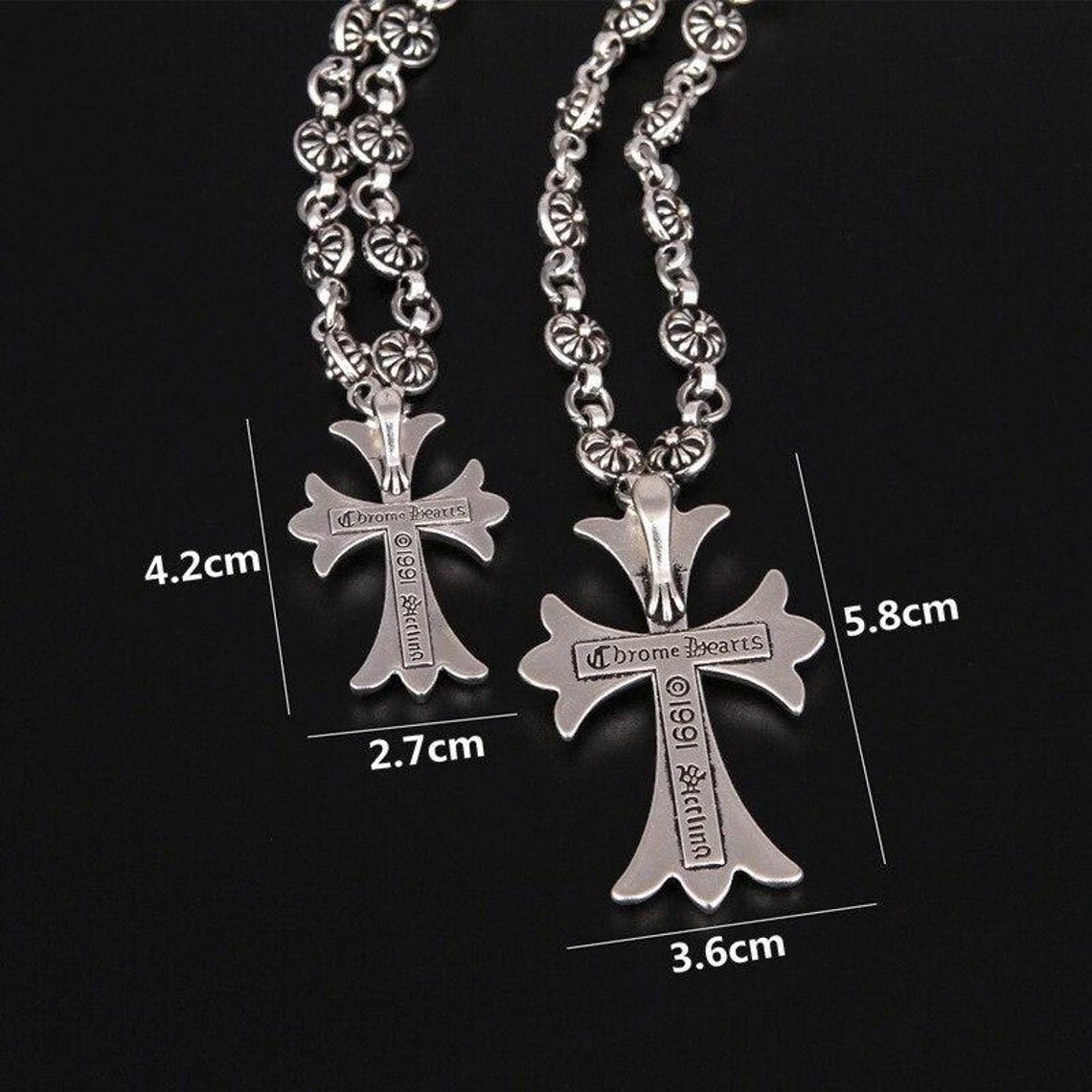 Y2K Cross Chain Necklace Punk Style Stainless Steel Pendant Trendy Ch ...