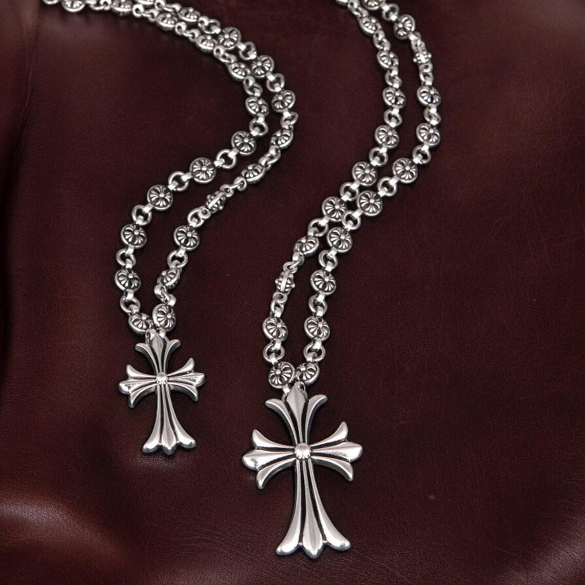 Y2K Cross Chain Necklace Punk Style Stainless Steel Pendant Trendy Ch ...