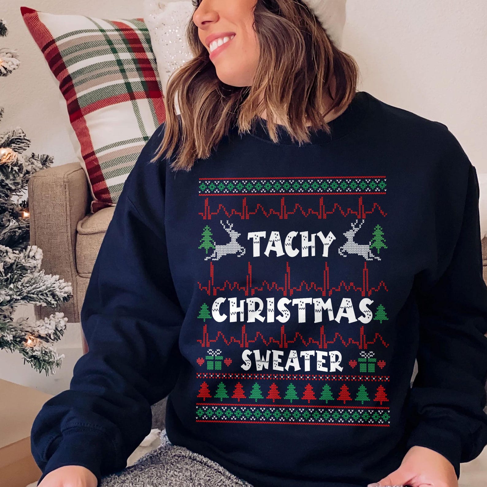 Nurse Tele Tech Ekg Ugly Christmas Sweater, Medical Cardiac Icu Xmas ...