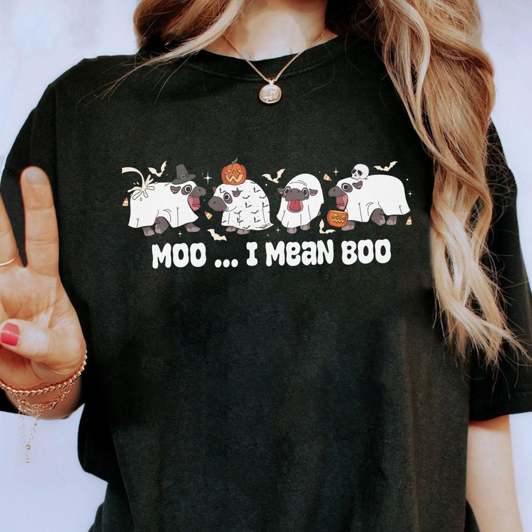 Moo Deng Halloween Shirt Sweatshirt Hoodie, Moo I Mean Boo Shirt ...