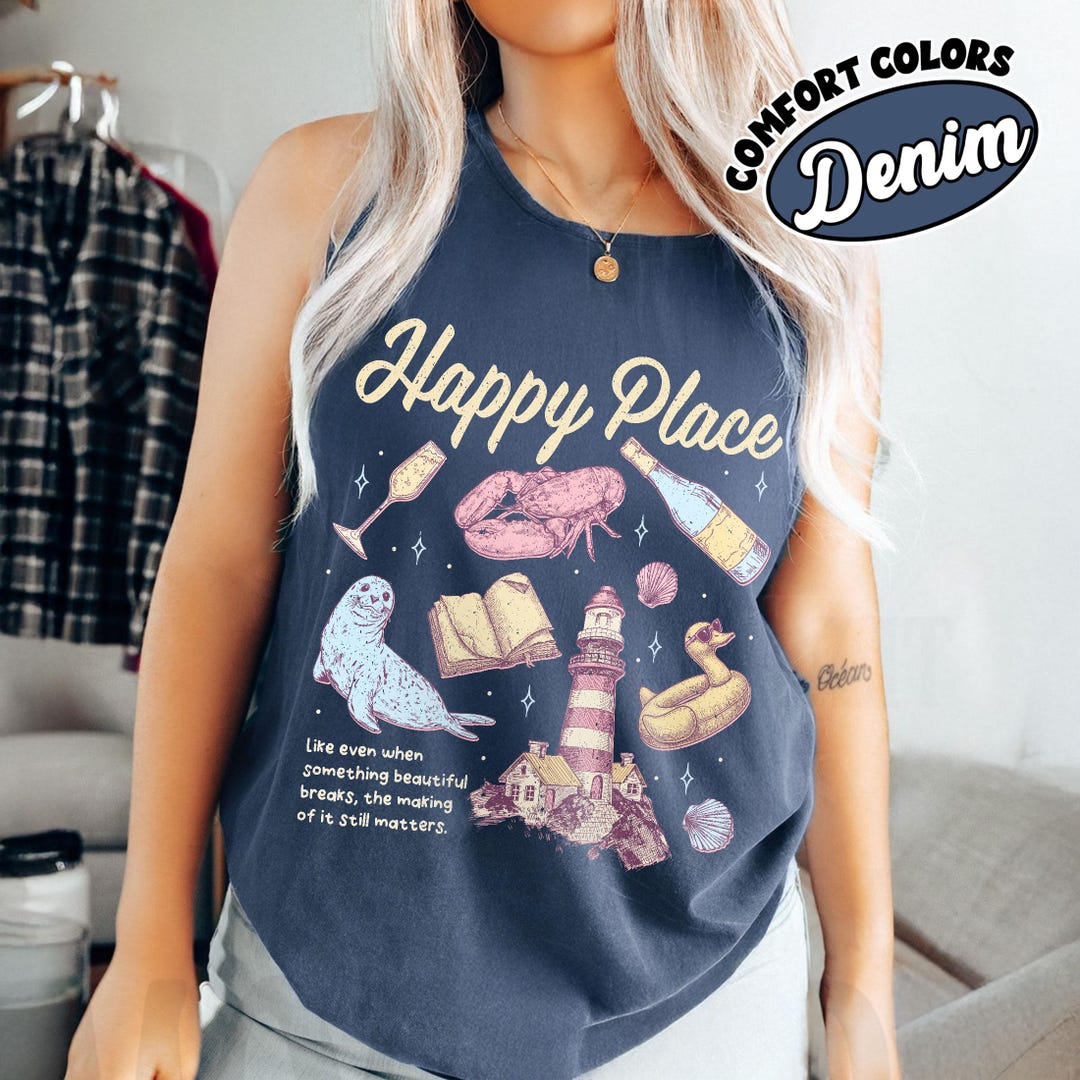 Happy Place Emily Henry Tank Top, Emily Henry Merch T Shirt for Fans ...