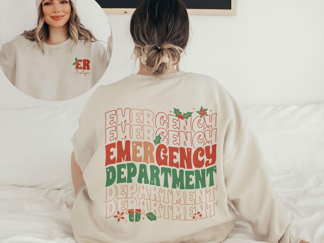 Emergency Department Christmas Sweatshirt, ER Nurse Xmas Shirt, Holiday ...