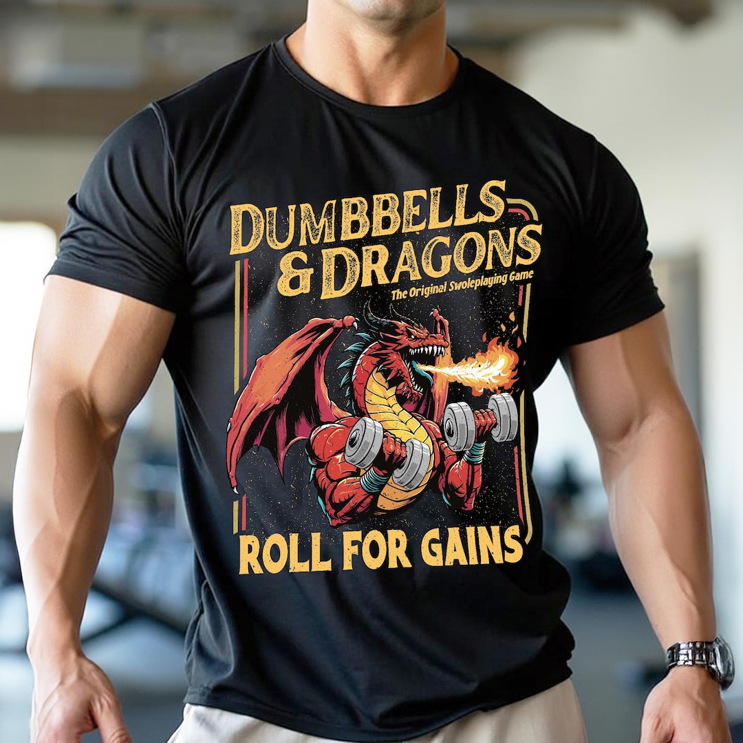 Funny Dungeons Workout Shirt, Dnd Gym Tshirt, D&D Dragons Parody Tee ...