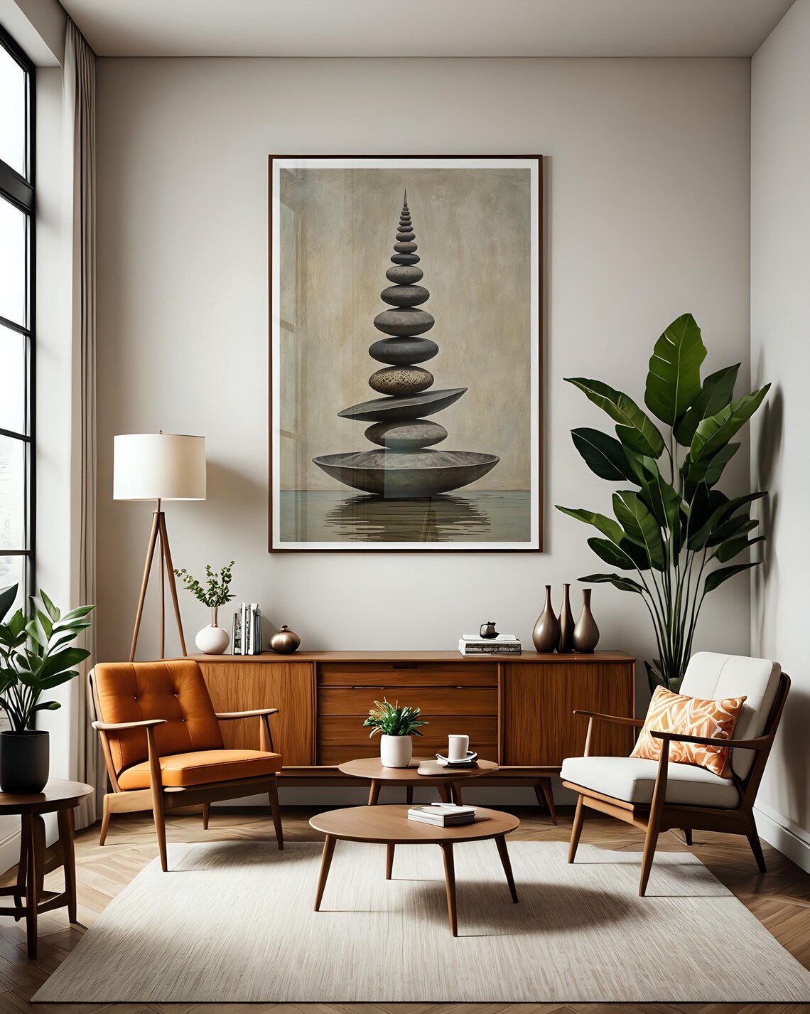 Stone Balancing Art Print | Minimalist Neutral Decor - Etsy
