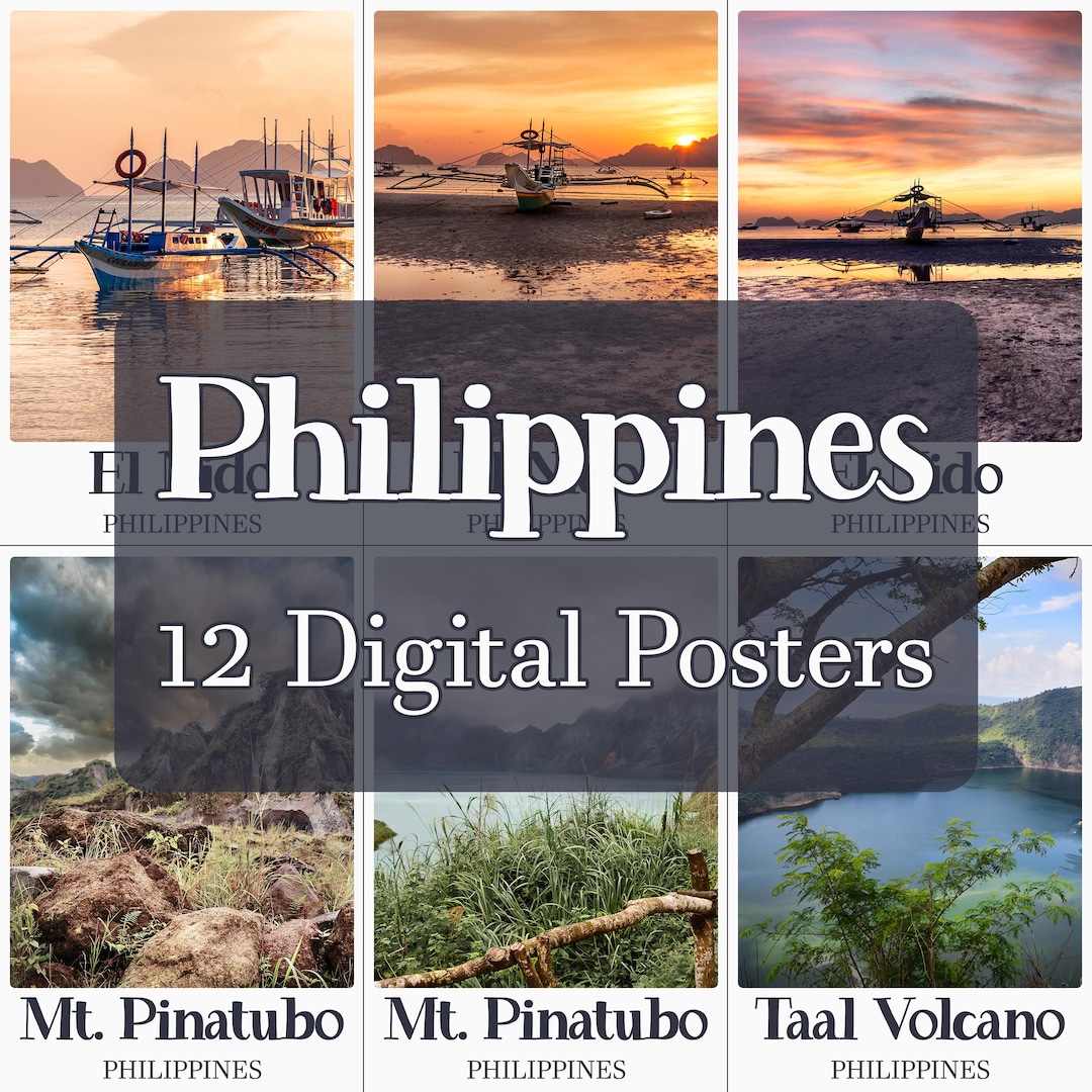 Philippines Travel Art Prints: Filipino Landmarks Decor (set of 12 ...