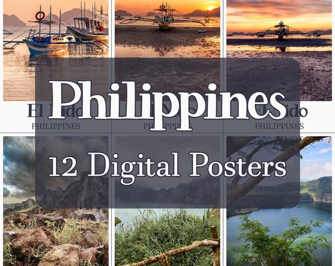 Philippines Travel Art Prints: Filipino Landmarks Decor (set of 12 ...