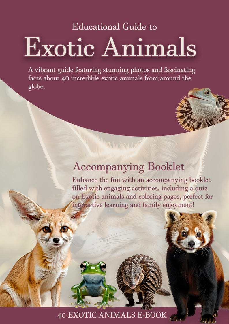 Exotic Animals Guide Bundle: E-book, Quiz, Poster (digital Prints) - Etsy