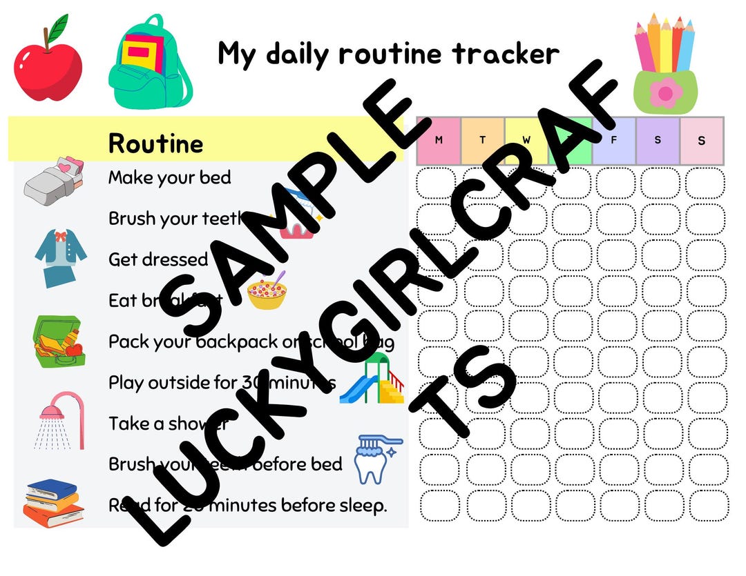 Kids Daily Routine Chart | Elementary School Planner (printable PDF) - Etsy
