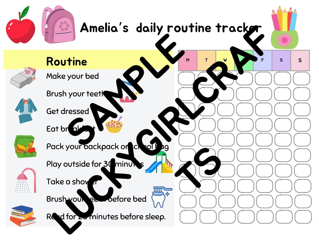 Personalized Kids Routine Chart | Daily Checklist, Homeschool Printable ...